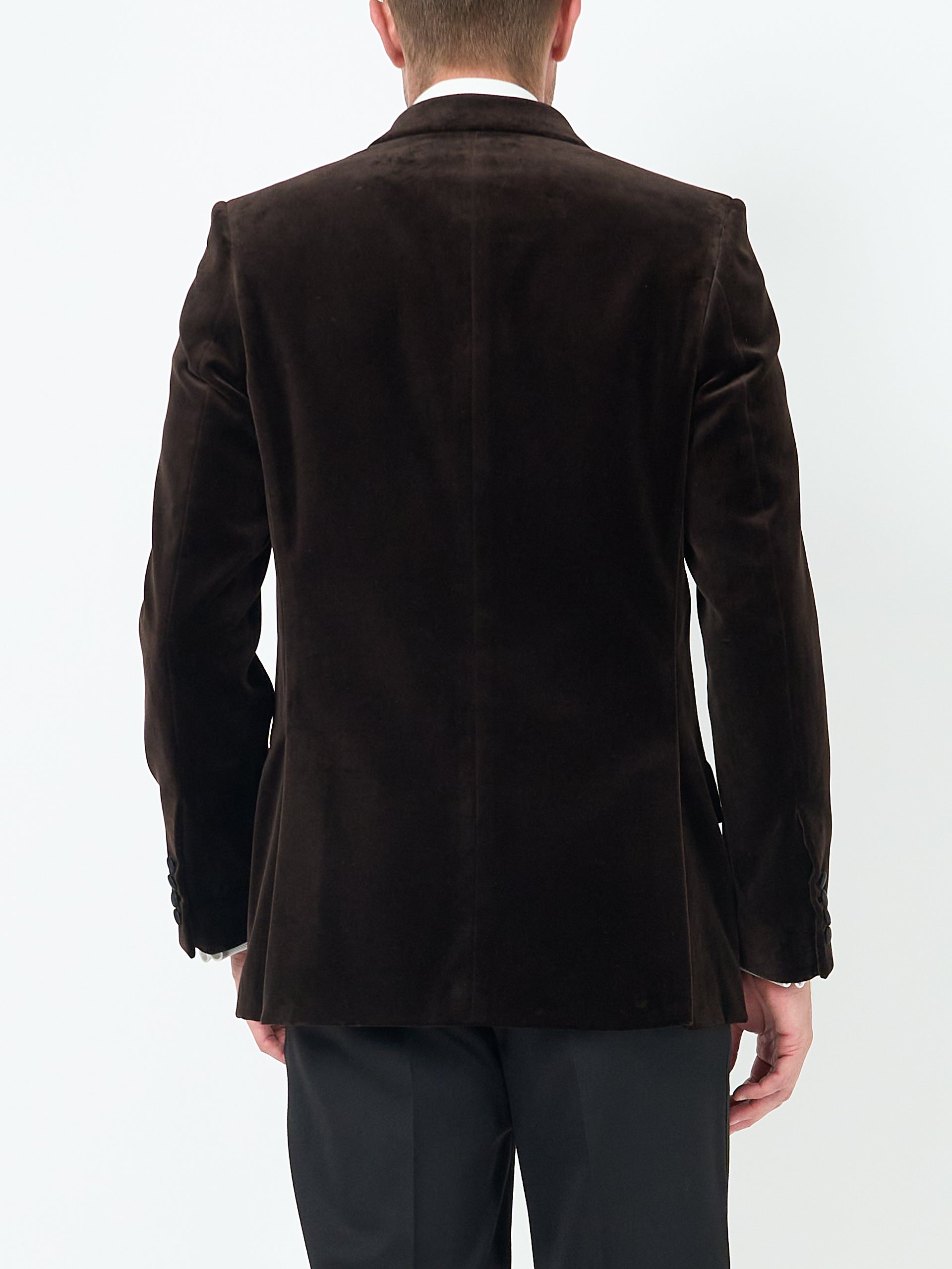 Chocolate Brown Velvet Cotton Double Breasted Dinner Jacket – Favourbrook