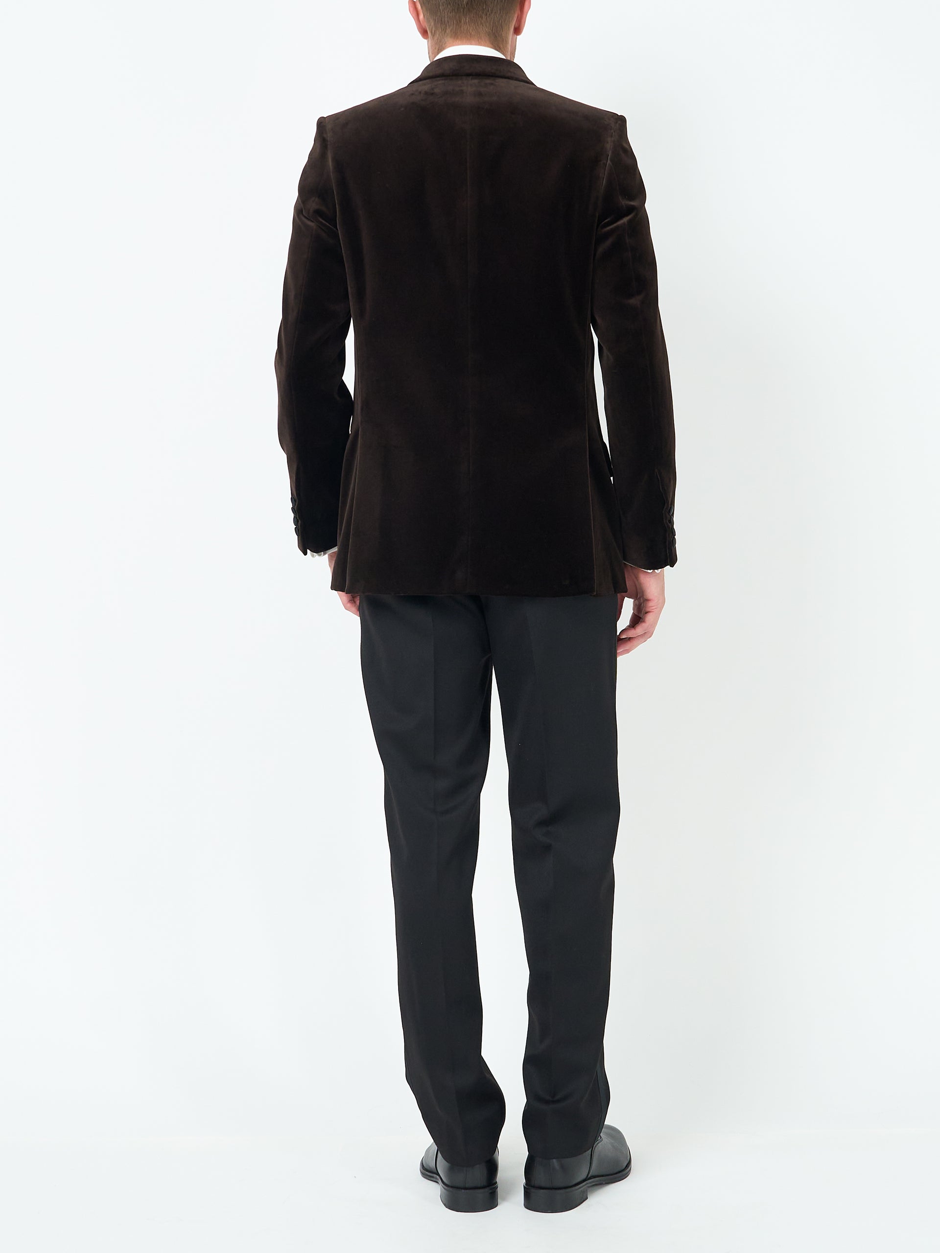 Chocolate Brown Velvet Cotton Double Breasted Dinner Jacket – Favourbrook