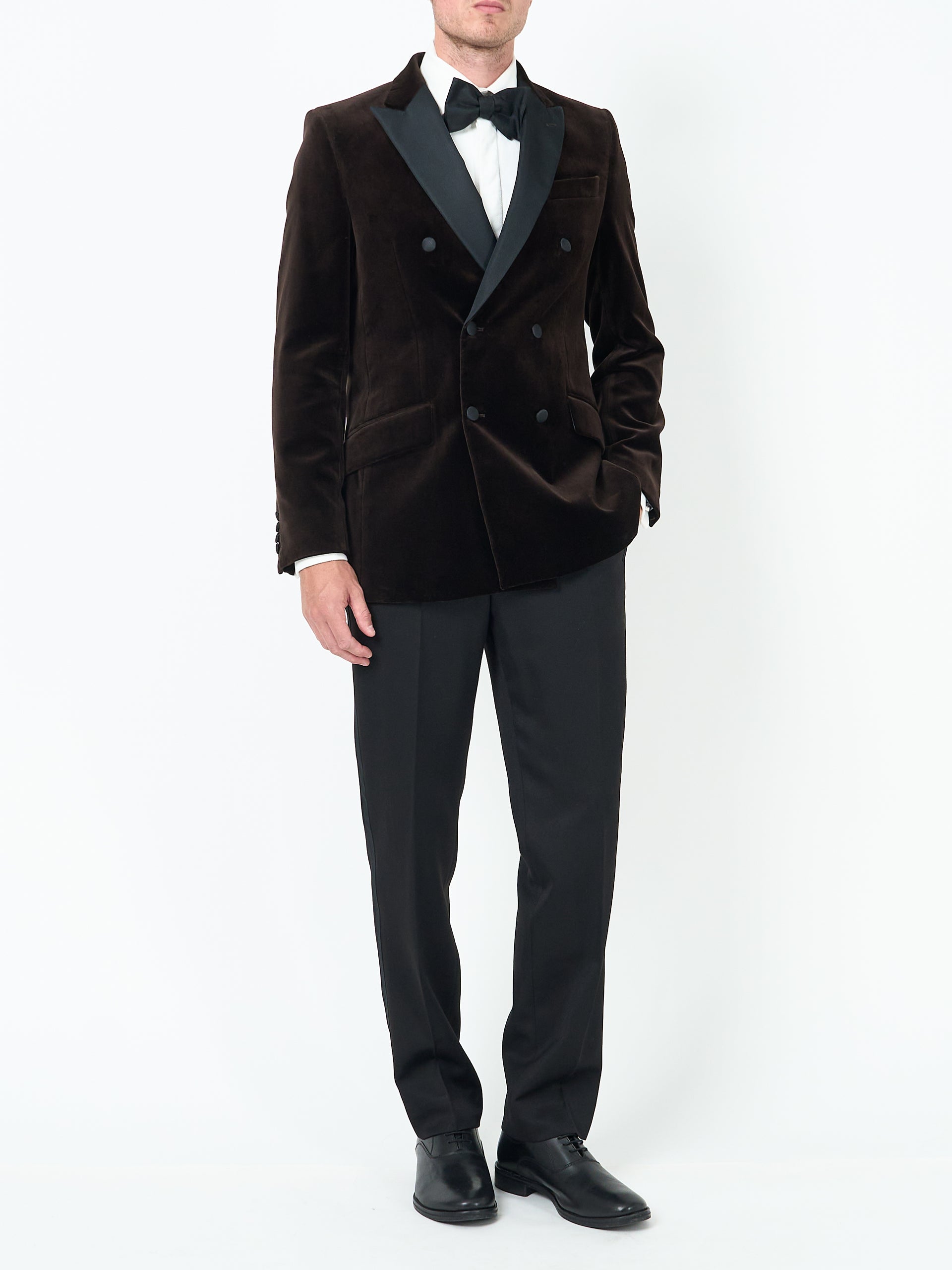 Chocolate Brown Velvet Cotton Double Breasted Dinner Jacket – Favourbrook