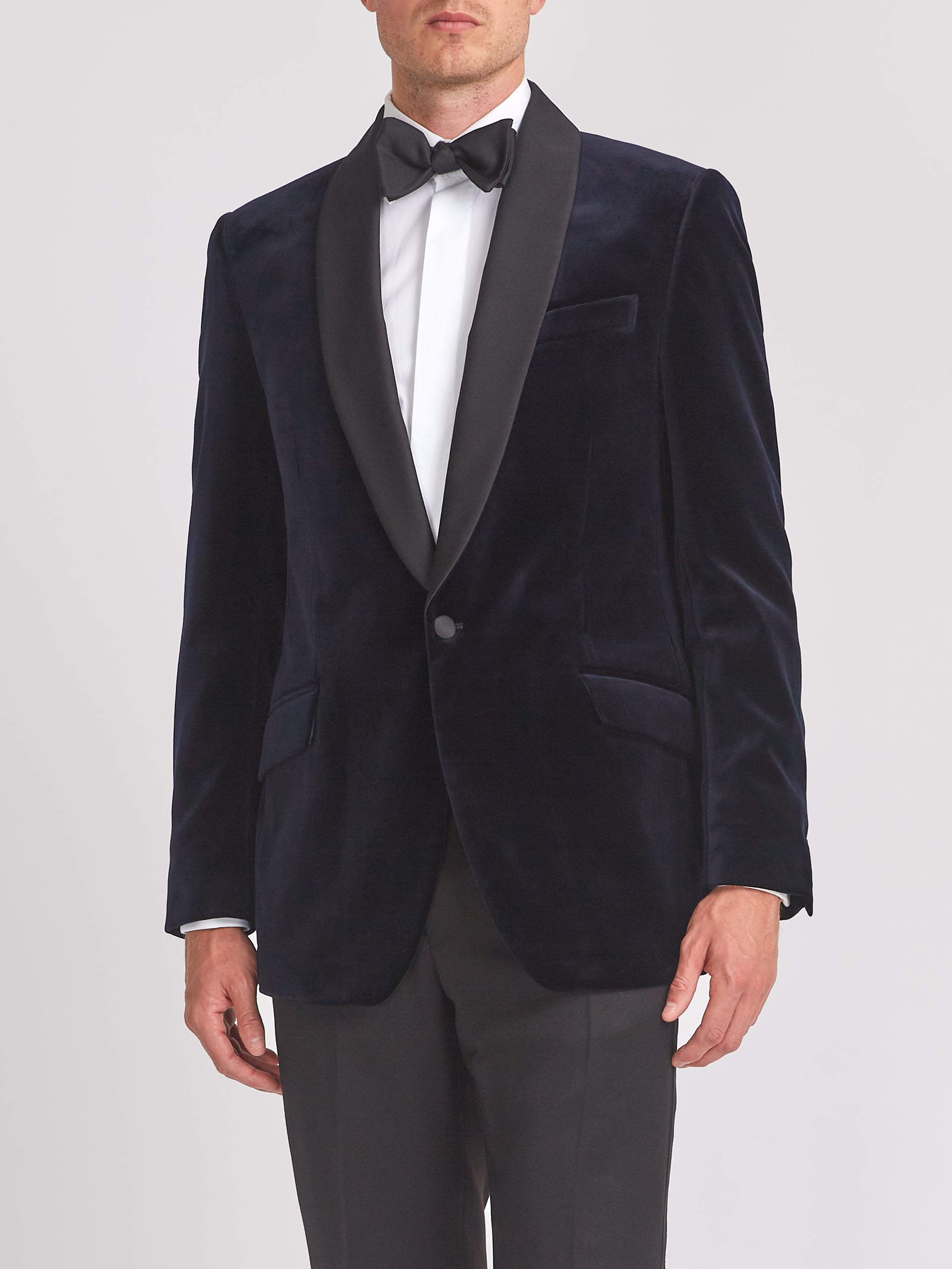 Navy Velvet Shawl Lapel Dinner Jacket – Favourbrook